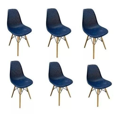 Kit 6 Cadeiras Eames Design Colméia Eloisa Varias Cores Azul Marinho ...