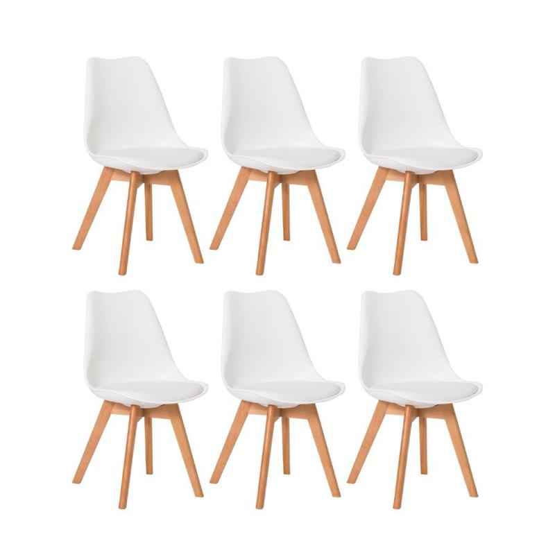 Kit 6 cadeiras eames eiffel leda saarinen design branco para mesa de ...