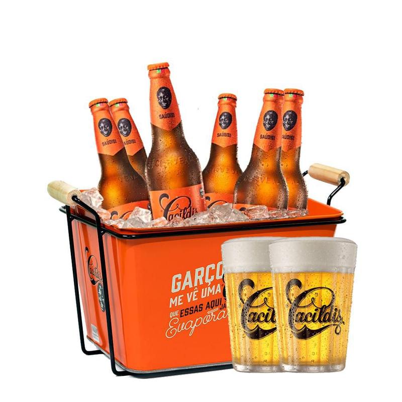Kit 6 Cervejas Cacildis 355ml + 2 Copos 300ml e 1 Balde - Brassaria ...