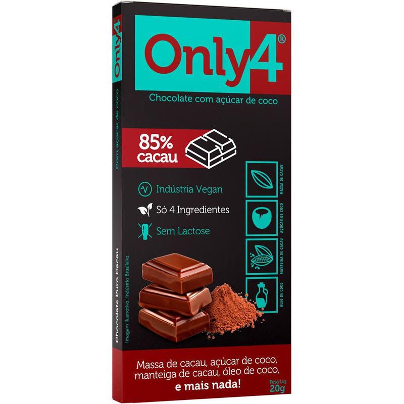Kit 6 Chocolate Only4 85% Cacau Tudo Zero Leite 20g - Chocolate / Barra ...
