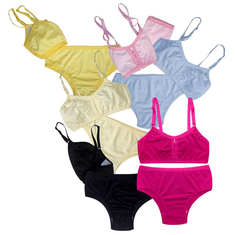 Kit 6 Conjunto Juvenil De Calcinha E Sutiã Sem Bojo Confortável Menina ...