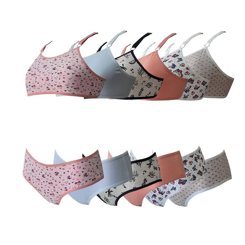 Kit 6 Conjunto Menina Moça Calcinha e Top Conforto - Cor Variados ...