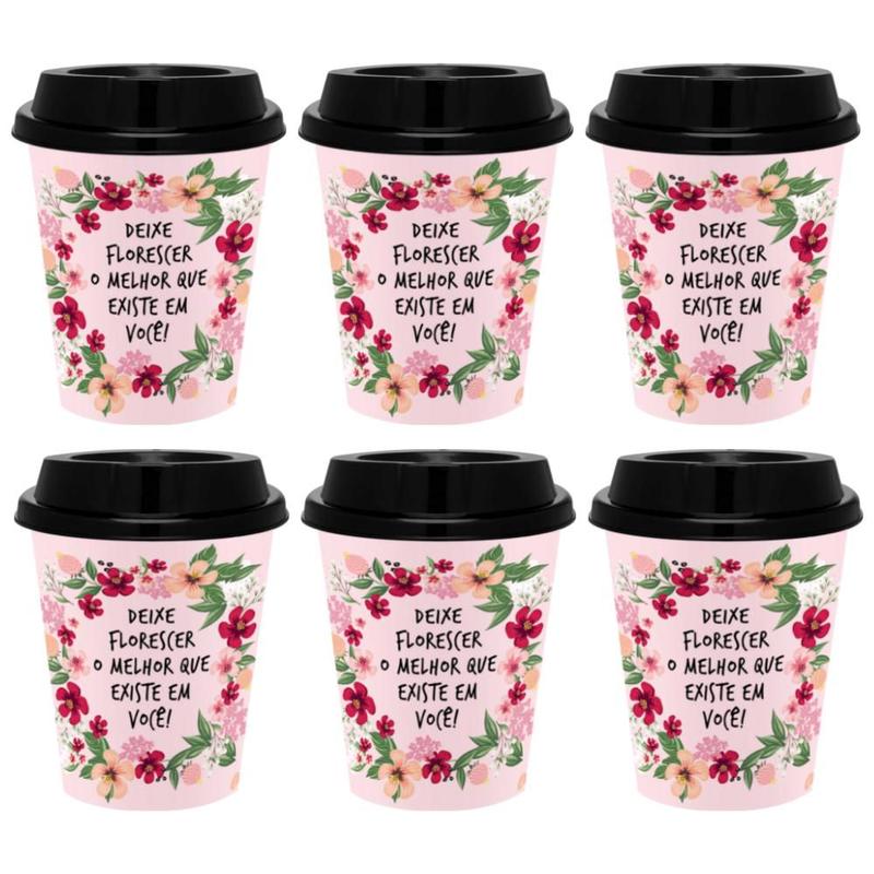 Kit 6 Copo Decorado 360ml Café Bebidas Quente Gelada Tampa - Jaguar - Copos - Magazine Luiza