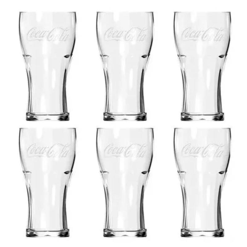 Kit 6 Copos Coca Cola Coke Contour Vidro Nadir 470ml - Copos - Magazine ...