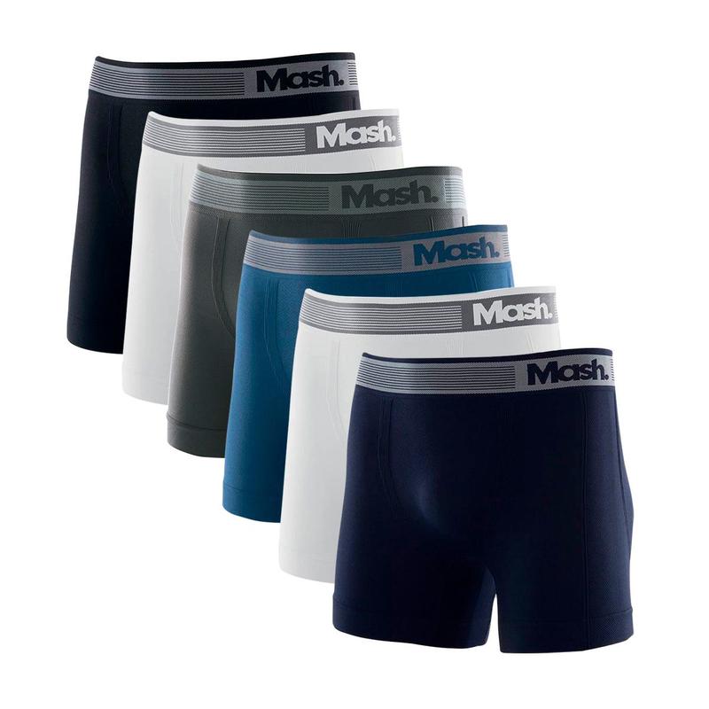 Kit 6 Cuecas Boxer Microfibra Cueca Box Sem Costura Mash - Cueca ...