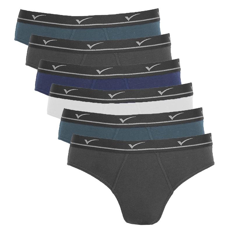 Kit 6 Cuecas Slip Tradicional Com Cós Elástico Algodão - Zafina - Cueca ...