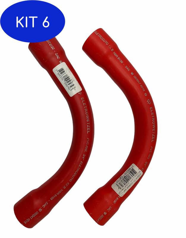 Kit 6 Curva 90º Pvc Rígido 3/4'' Wetzel Com Bolsa Vermelha. - Conexão ...