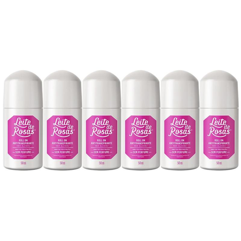 Kit 6 Desodorante Leite De Rosas Antitranspirante Rollon 48h De ...