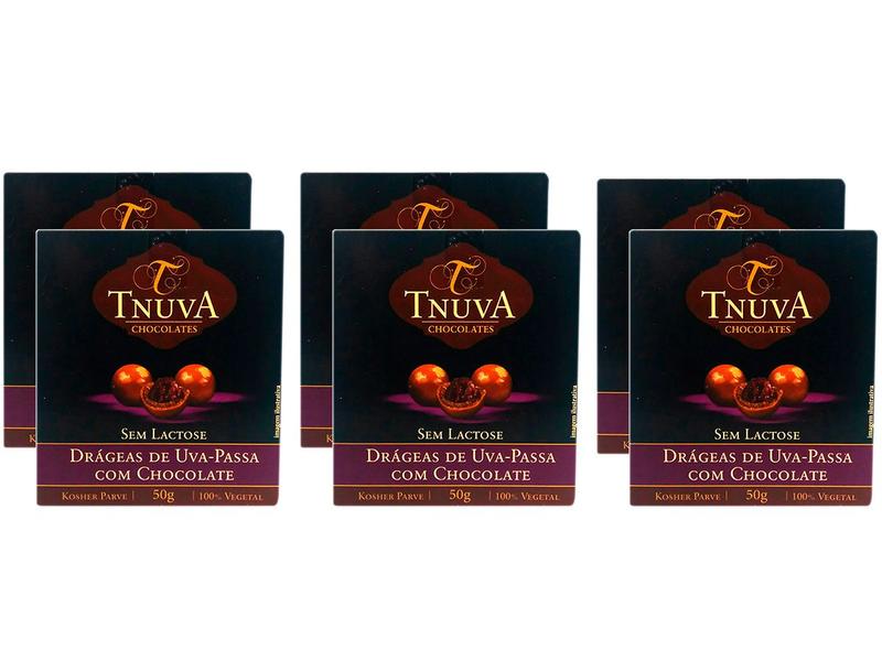 Kit 6 Drágeas Chocolate Uva Passa Kosher Vegano S Glúten 50G - Tnuva ...
