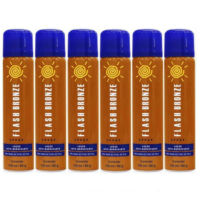 Kit 6 Flash Bronze Spray Auto Bronzeador 100ml - Freedom - Bronzeador ...