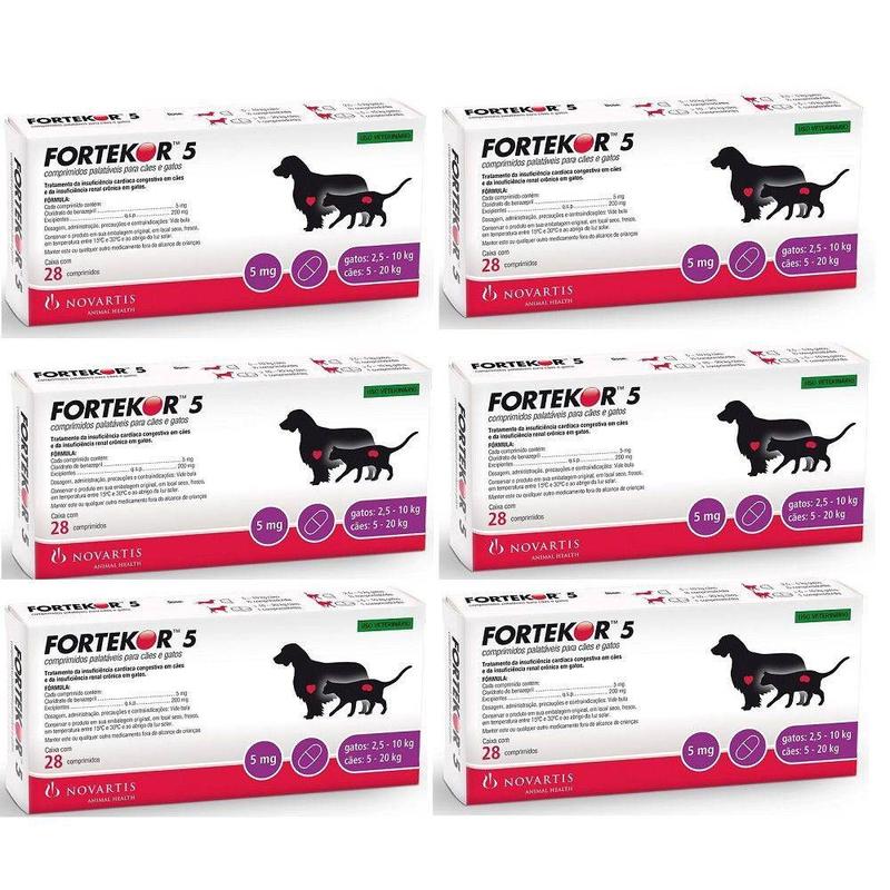 KIT 6 Fortekor Flavour 5mg Para Cães e Gatos - ELANCO - Farmácia Pet ...