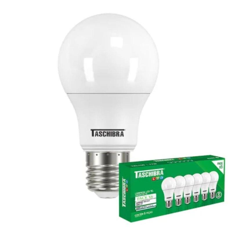 Kit 6 Lampadas Led Luz Fria E27 9w 6500k Bulbo Taschibra - Lâmpada de ...