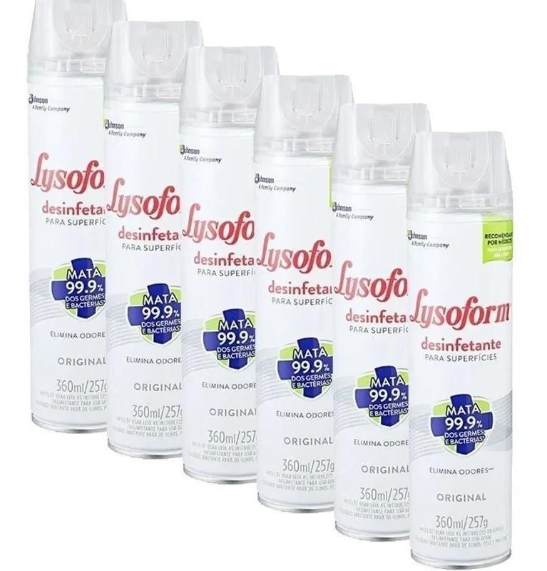 Kit 6 Lysoform Desinfetante Spray Aerosol 360ml Original - SC Johnson ...