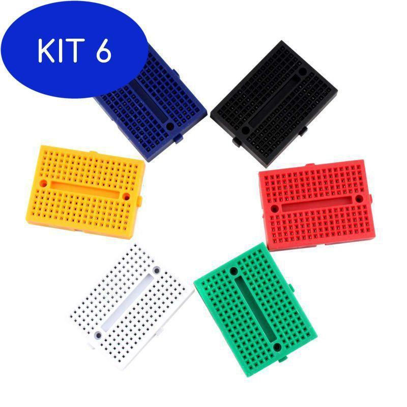 Kit 6 Mini Protoboard Com 170 Pontos Projetos Pic Arduino 5 Cores - Mj ...
