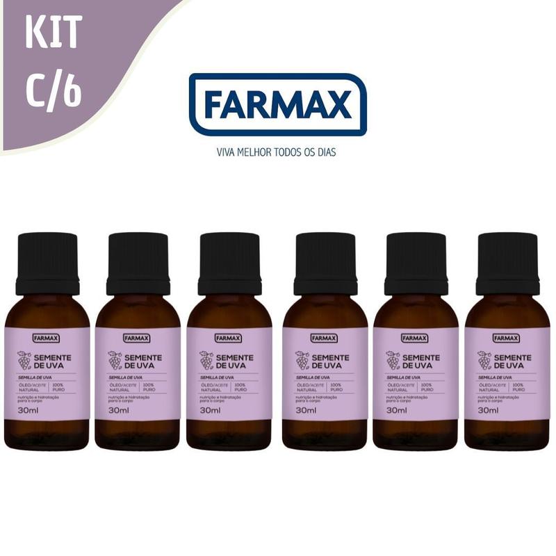 Kit 6 Óleo Vegetal Semente de Uva 100% Puro Anti Estrias Com Colágeno ...