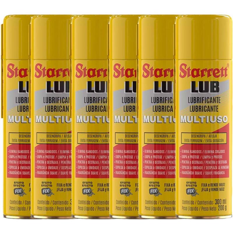 Kit 6 óleos lubrificante desengripante multiuso 300 ml - Lub Starrett ...