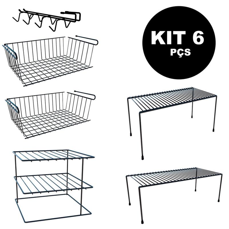 Kit 6 Organizadores para Cozinha DiCarlo Armário Prateleira Aço ...