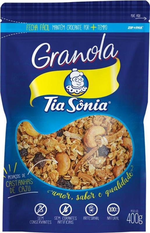 Kit 6 Pacotes De Granola Tradicional Tia Sônia - 400G - Granola ...