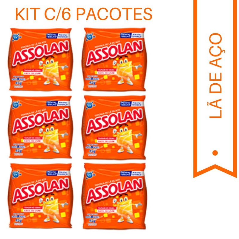 Kit 6 Pct Lã de Aço ASSOLAN Pacote com 8 Unidades Cada Pct - primavera ...