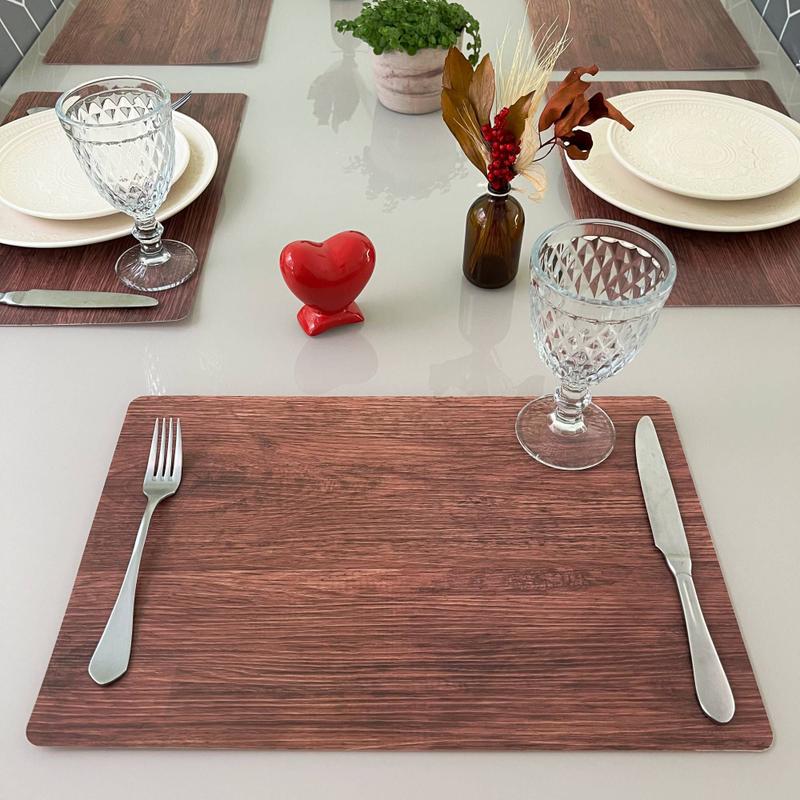 Kit 6 Peças Jogo Lugar Americano Sousplat Retangular Descanso de Prato ...