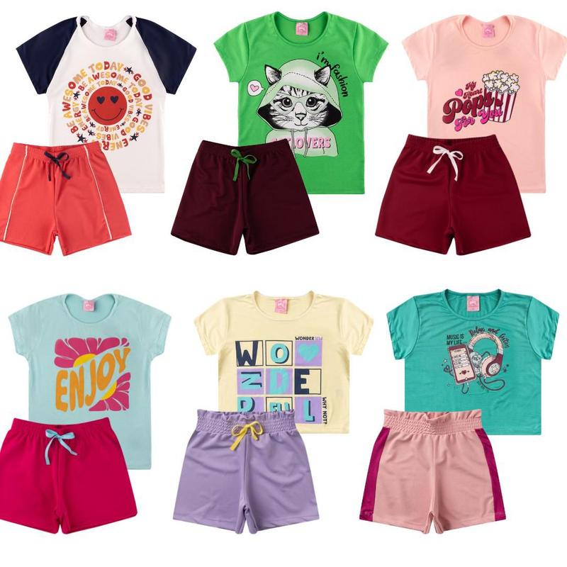 Kit 6 Peças Sortidas de Roupas Juvenil Feminina - 3 Camisetas + 3 ...