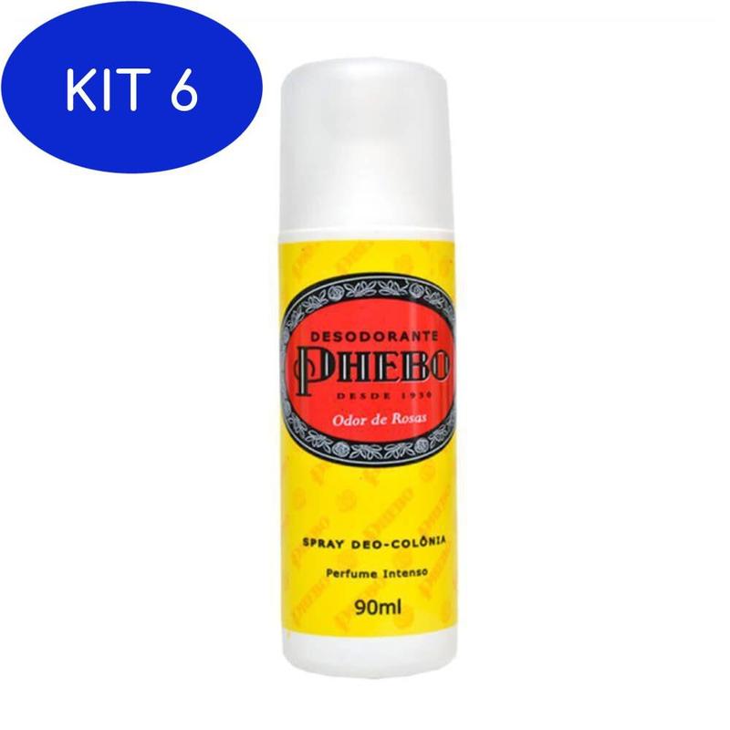 Kit 6 Phebo Odor De Rosas Desodorante Spray 90Ml - Desodorante ...
