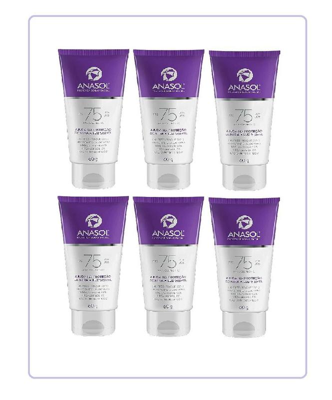Kit 6 Protetor Solar Facial Fps 75 - 60 G Anasol - Protetor Solar ...