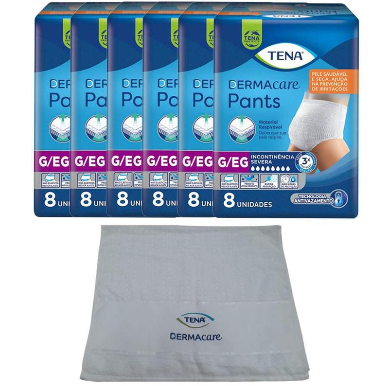 Kit 6 Roupas Íntimas Tena Dermacare Pants Ultra G/EG com 8un + Brinde ...
