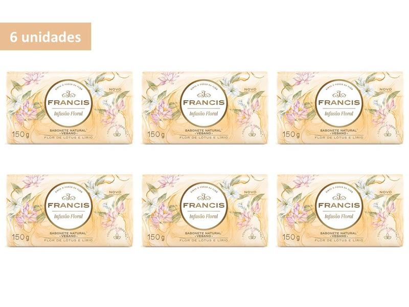 Kit 6 Sabonete Francis Infusão Floral Flor de Lótus e Lírio 150g ...