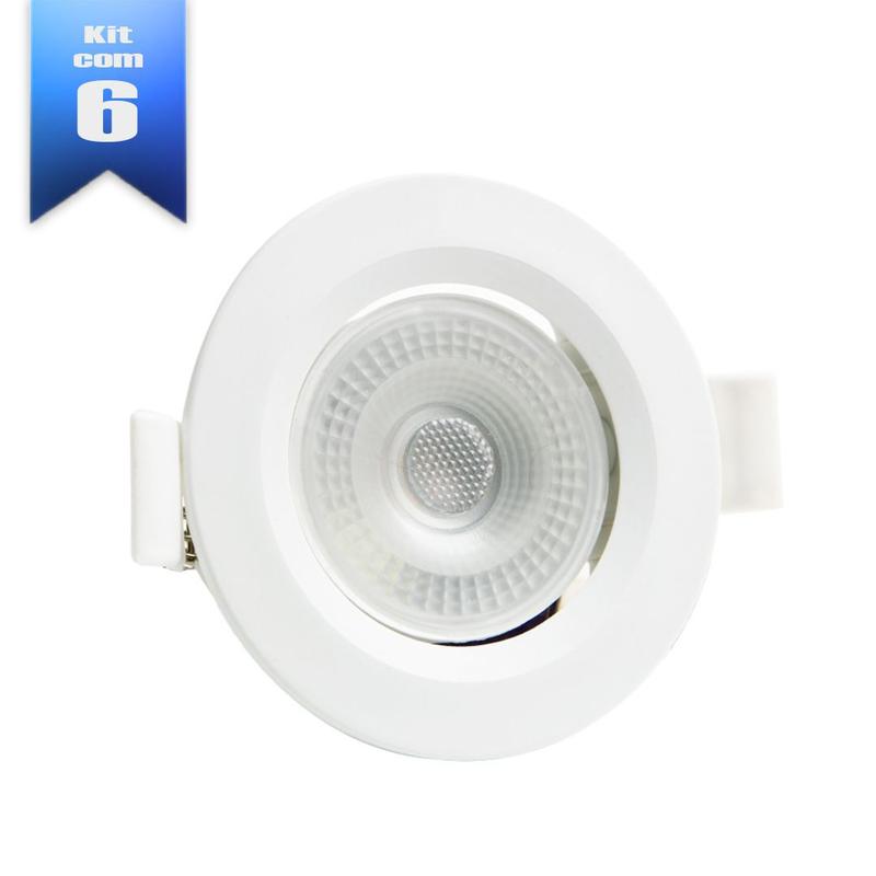 Kit 6 Spot Led 3w Redondo Embutir 3500k Branco Quente - Decoração Casa ...