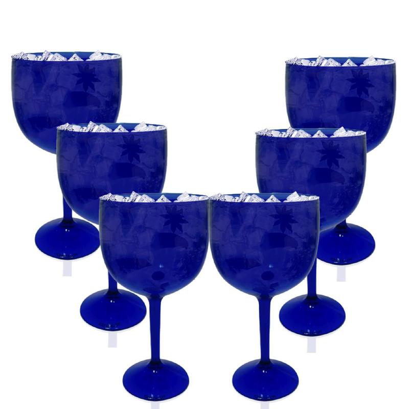 Kit 6 Taças Gin Azul Acrílico Copo Gin - Krystalon - Copo de Água ...