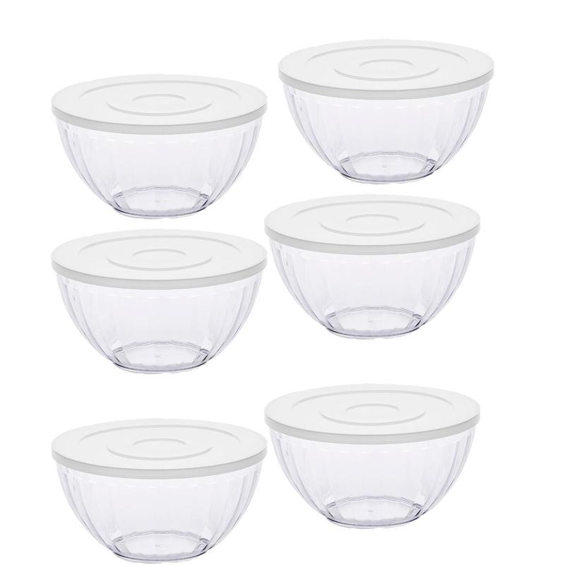 Kit 6 Tigela Bowl 1,8 Lts 20x10 Cm Com Tampa Transparente - Paramount ...