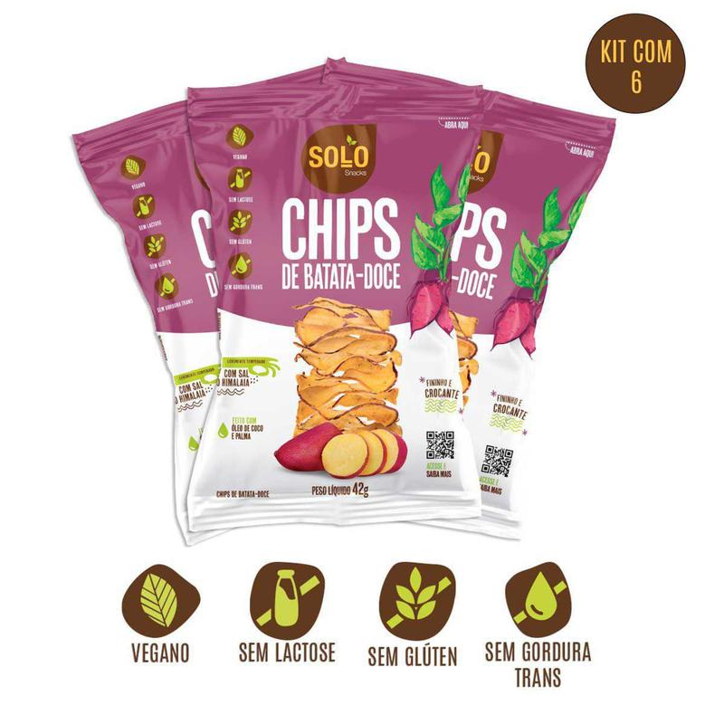 Kit 6 und Chips Salgadinho de Batata Doce Solo Snacks - 42g - Chips - Magazine Luiza