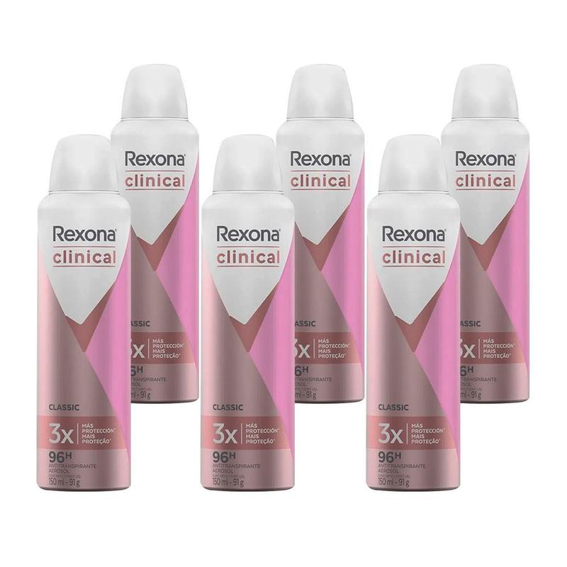 Kit 6 Und Desodorante Aerosol Rexona Clinical Classic 91g - Desodorante ...