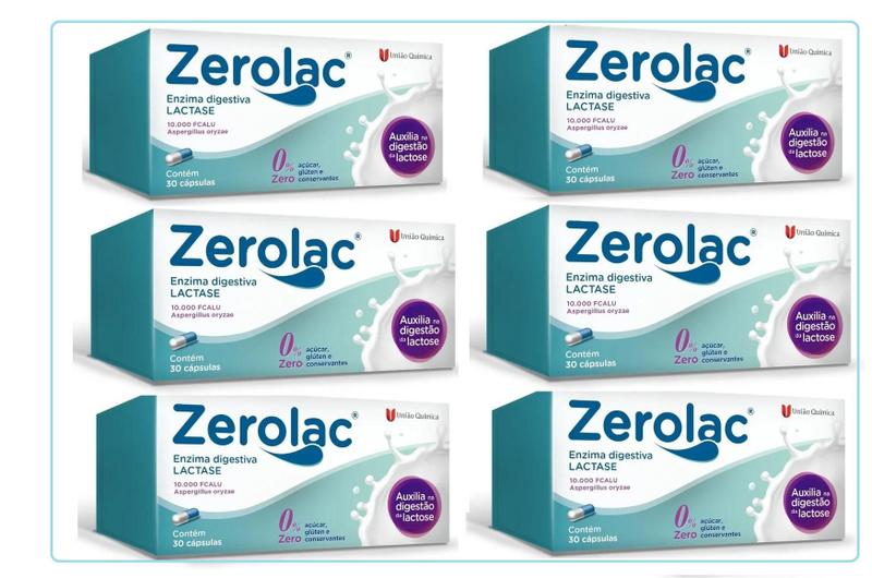 Kit 6 Zerolac Lactase 10.000 FCC ALU 30Cps - União Química - Uniao ...