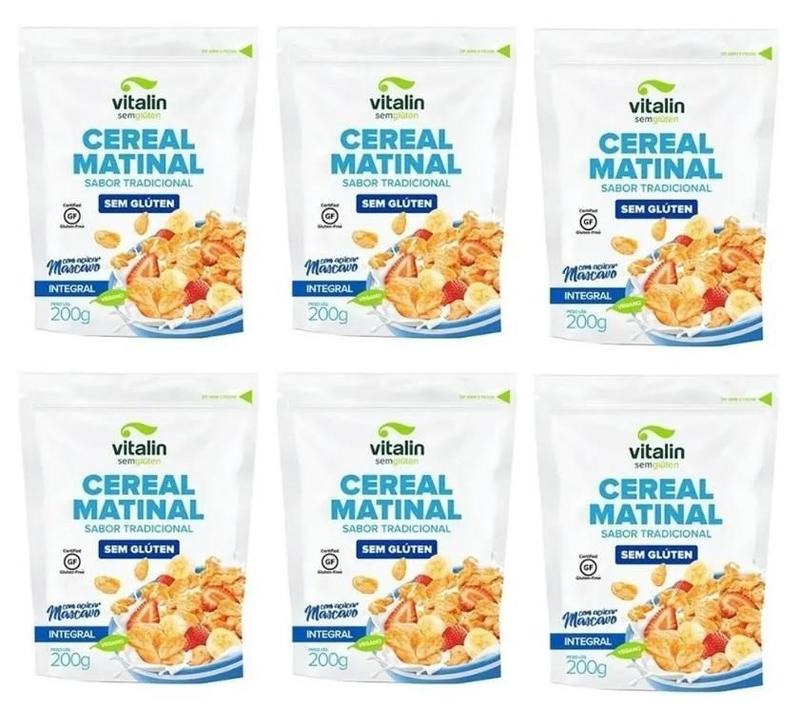 Kit 6X Cereal Matinal S/ Glúten Tradicional Integral Vitalin - Cereal ...