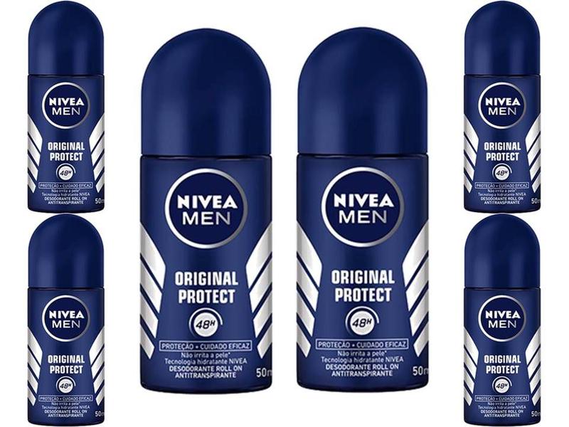 Kit 6x Desodorante Roll On Nivea Men Original Protect 48h 50ml Proteção ...