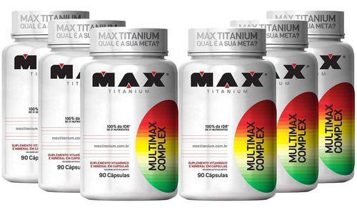Kit 6x Multimax Complex 90 Cápsulas Max Titanium - Multivitamínico ...