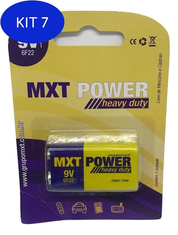 Kit 7 Bateria 9V Pilha Heavy Duty Mxt Power - Pilhas - Magazine Luiza