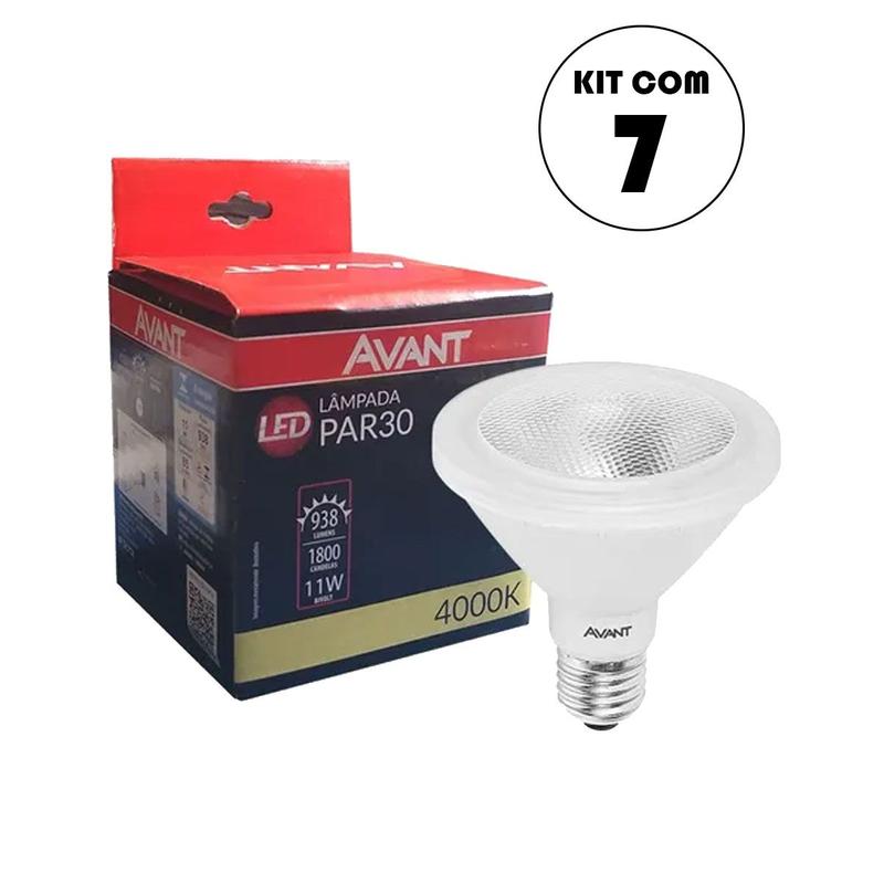 Kit 7 Lâmpada Led Par30 11w 4000k Bivolt Luz Neutra Avant - Lâmpada ...