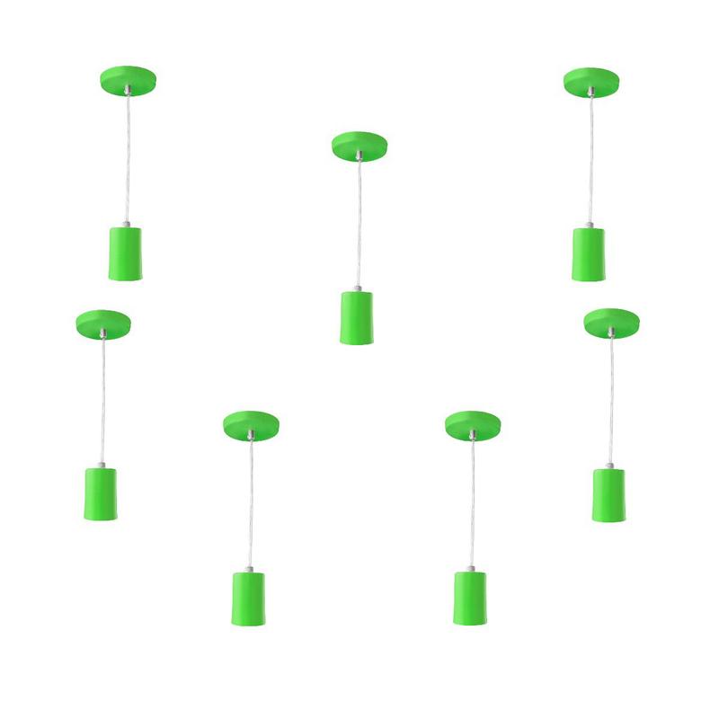 Kit 7 Luminária Pendente Copinho Com Fiação 110/220v Soquete E27 ...