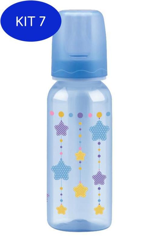 Kit 7 Mamadeira Color Reta Com Bico Em Silicone 240Ml - Azul - Petita ...
