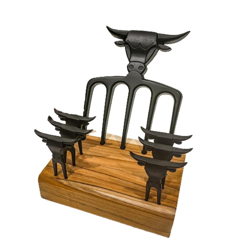 Kit 7 Peças Garfo 5 Pontas Preto + 6 Garfinhos com Base - Encanto Laser ...