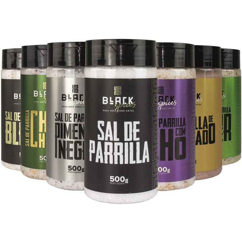 KIT 7 POTES DE SAL DE PARRILLA BLACK 500g TEMPERO PRONTO PARA CARNE ...