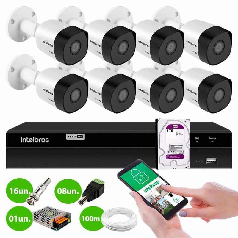 Kit 8 Câmeras Intelbras VHD 3230 BBullet Full HD 1080p Visão Noturna ...