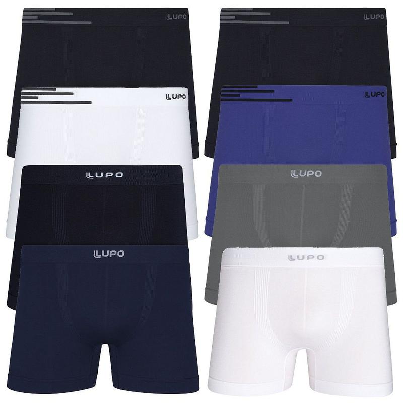 Kit 8 Cuecas Boxer Box Lupo Microfibra Sem Costura Original - Cueca ...