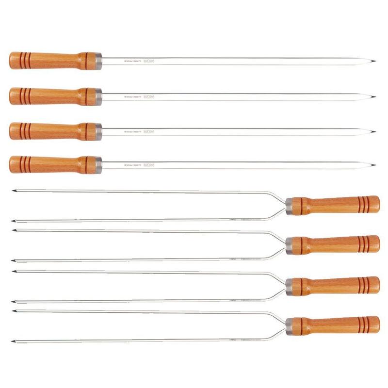 Kit 8 Espetos Em Alumínio, 4 Simples E 4 Duplos 90cm Mor - Espeto ...