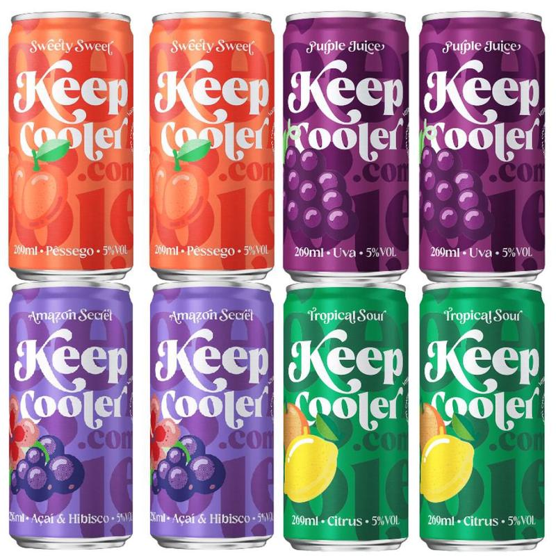 Kit 8 Keep Cooler Lata (Pêssego, Açaí, Uva e Citrus) 269 ml - Bebida ...
