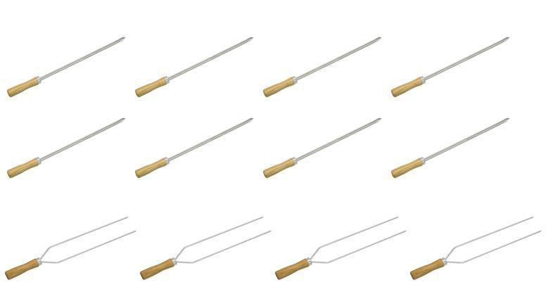 Kit 8 mini espeto simples 4 duplo churrasco 39 cm churrasquinho ...