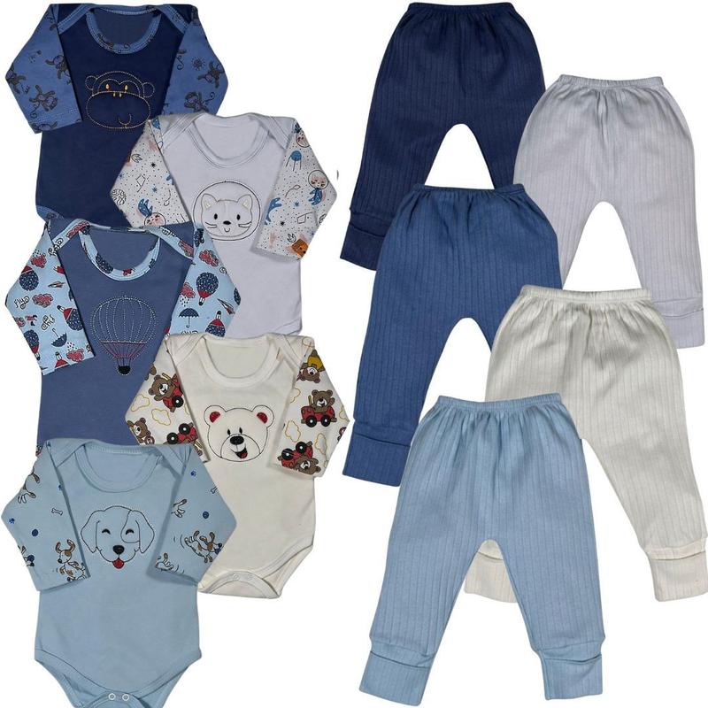 Kit 8 Peças Body Bebe E Mijão Pé Reversível Bordado Menino - BEBE ...